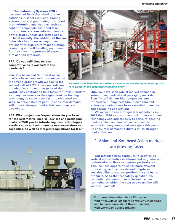 Interview with Davis-Standard's President and CEO, Jim Murphy and PRA ...